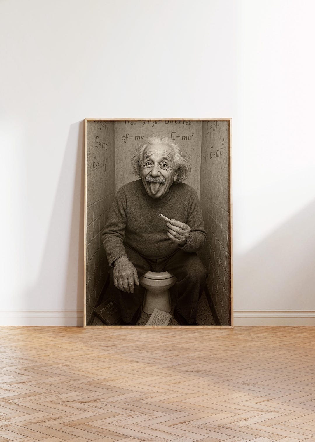 Albert Einstein Funny Retro Poster for Your Bathroom or Guest Toilet ...