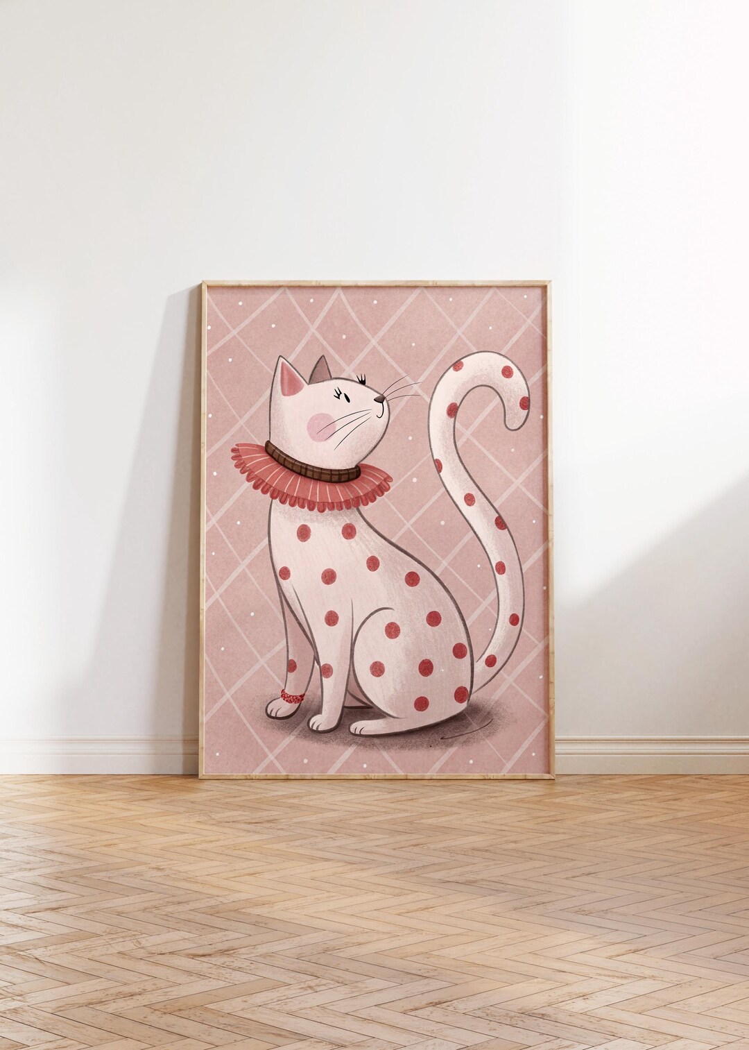 Vintage Cat Poster – Cute Illustration in Retro Style – Digital ...