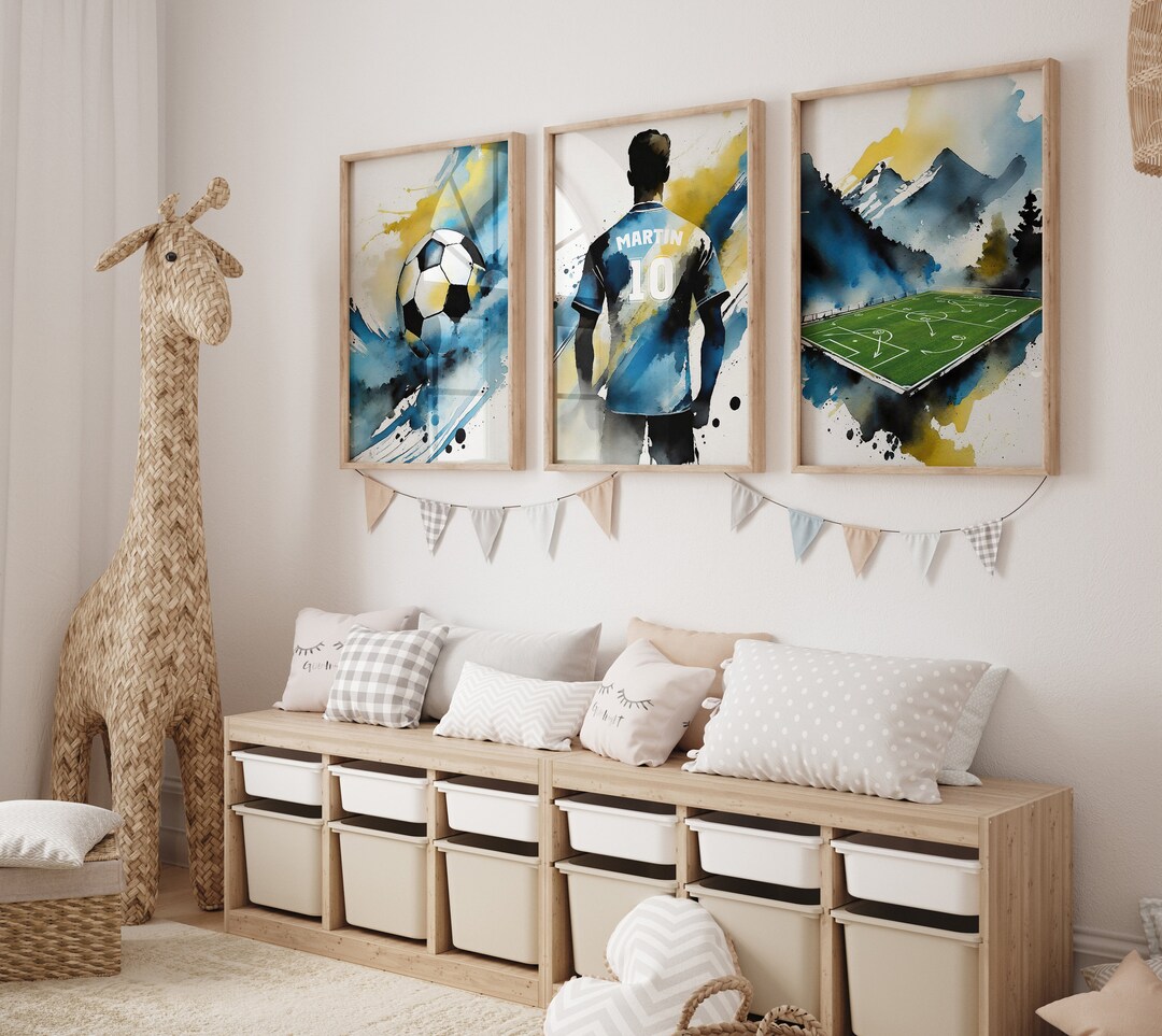 Set of 3 Personalized Football Posters, Football Field, Football Print ...