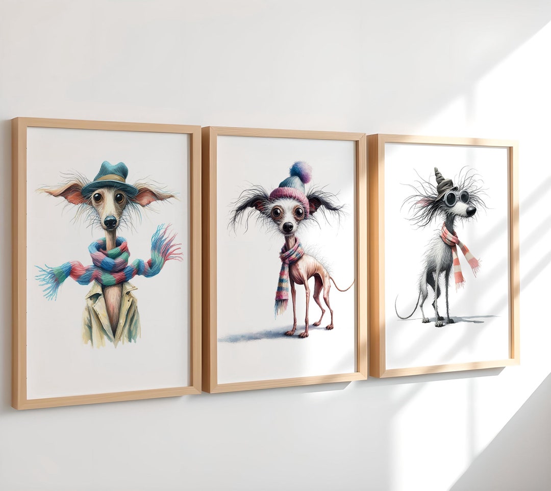 7 High Quality Designs of Quirky Dog Prints Set | Funny Dog Portraits ...