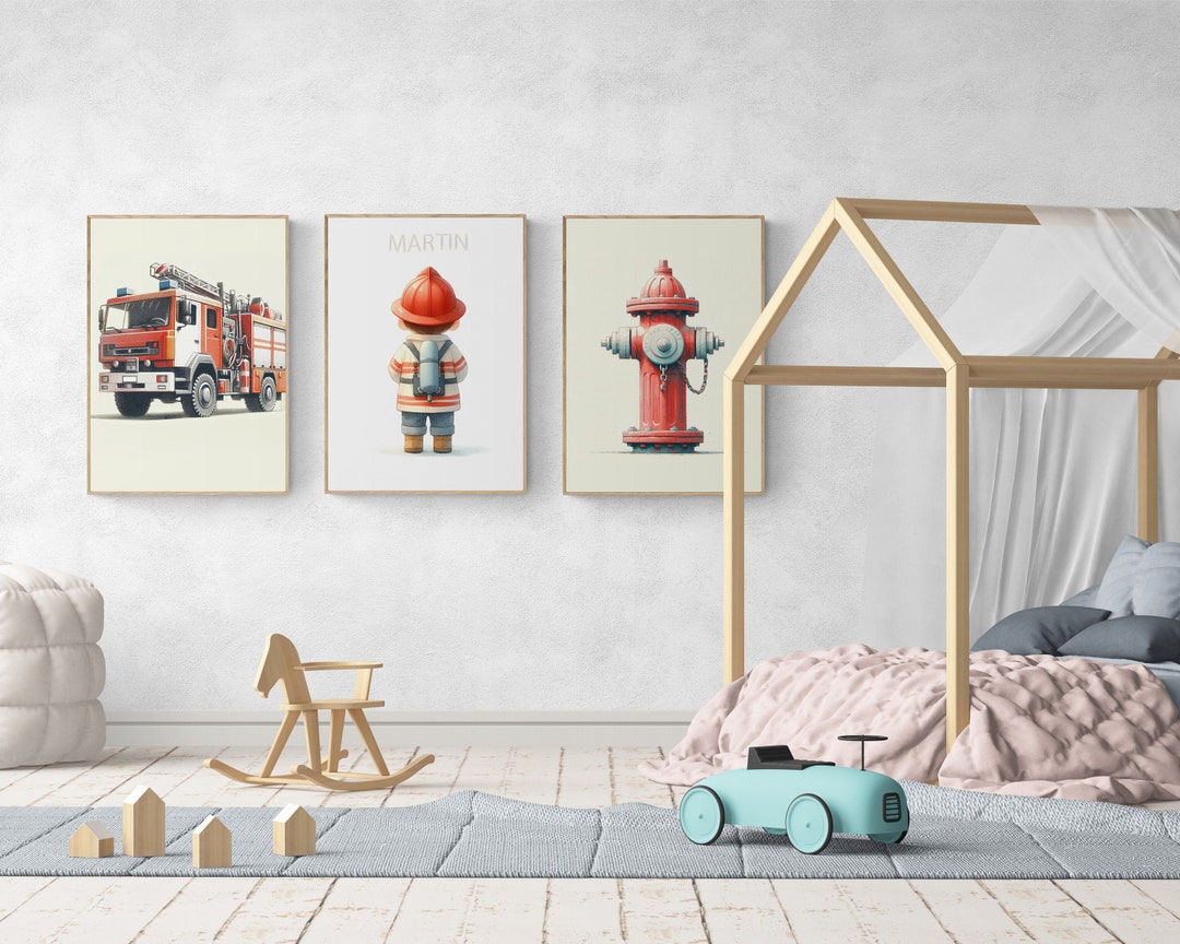 Set of 3 Personalized Fire Department Posters, Little Heroes, Fire ...