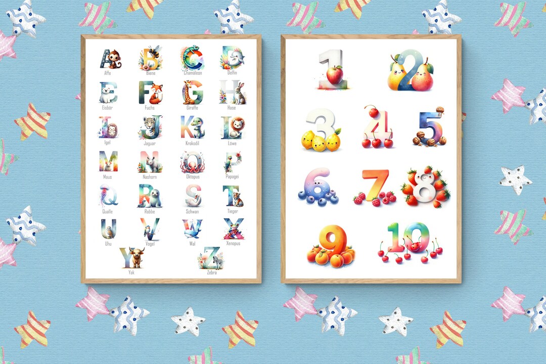 Colorful Alphabet and Number Posters for Children, Learning ...