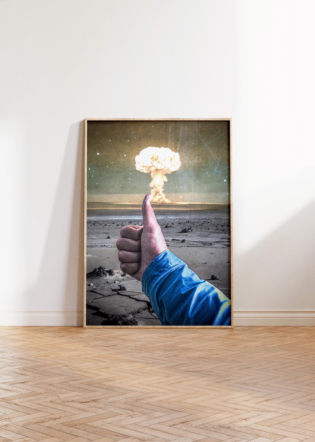 Surrealist Art Poster – Nuclear Explosion With Thumbs up – Digital ...