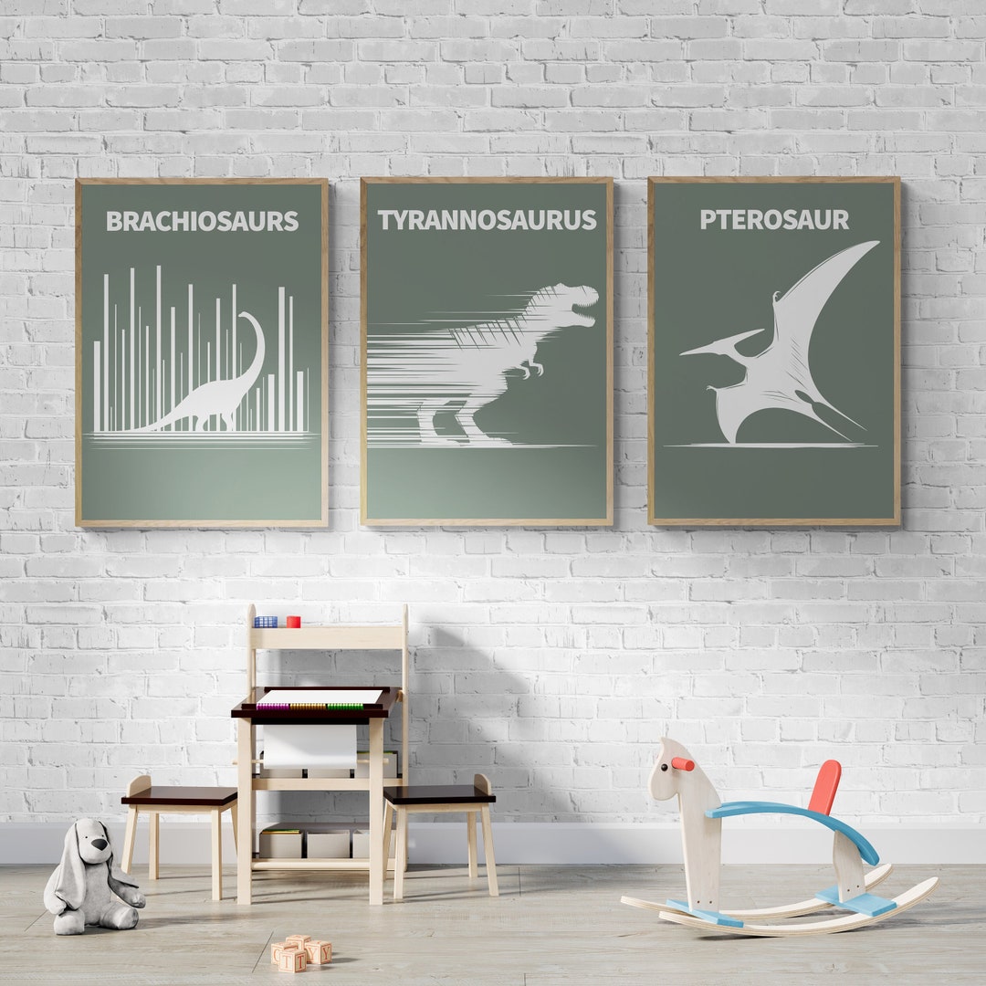 Set of 3 Dinosaur Posters, Pterosaur Poster, Brachiosaurus Print ...