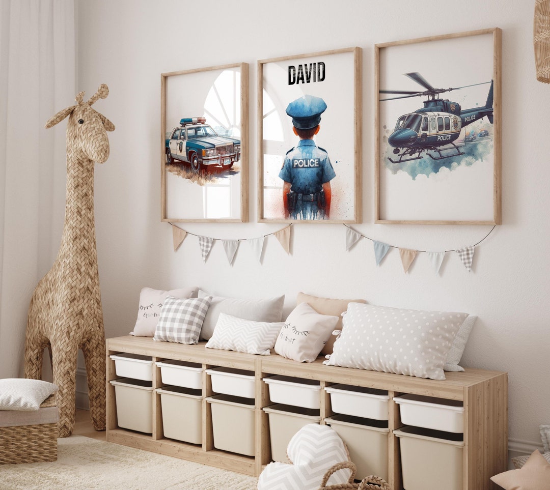 Set of 3 Personalized POLICE Posters, Little Heroes, Police Wall Decor ...
