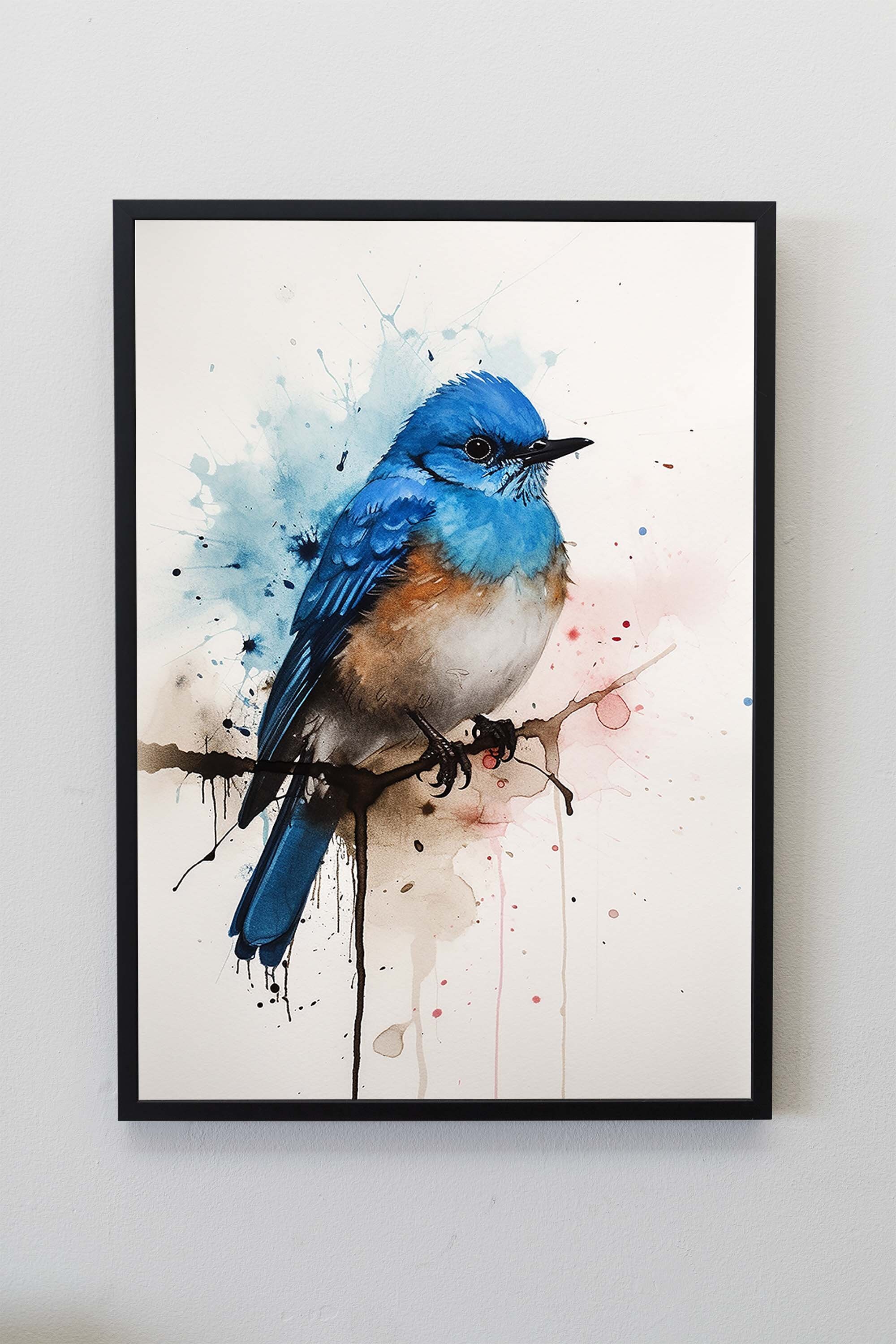 Printable | Stunning Western Bluebird | Watercolor and Ink | Digital ...