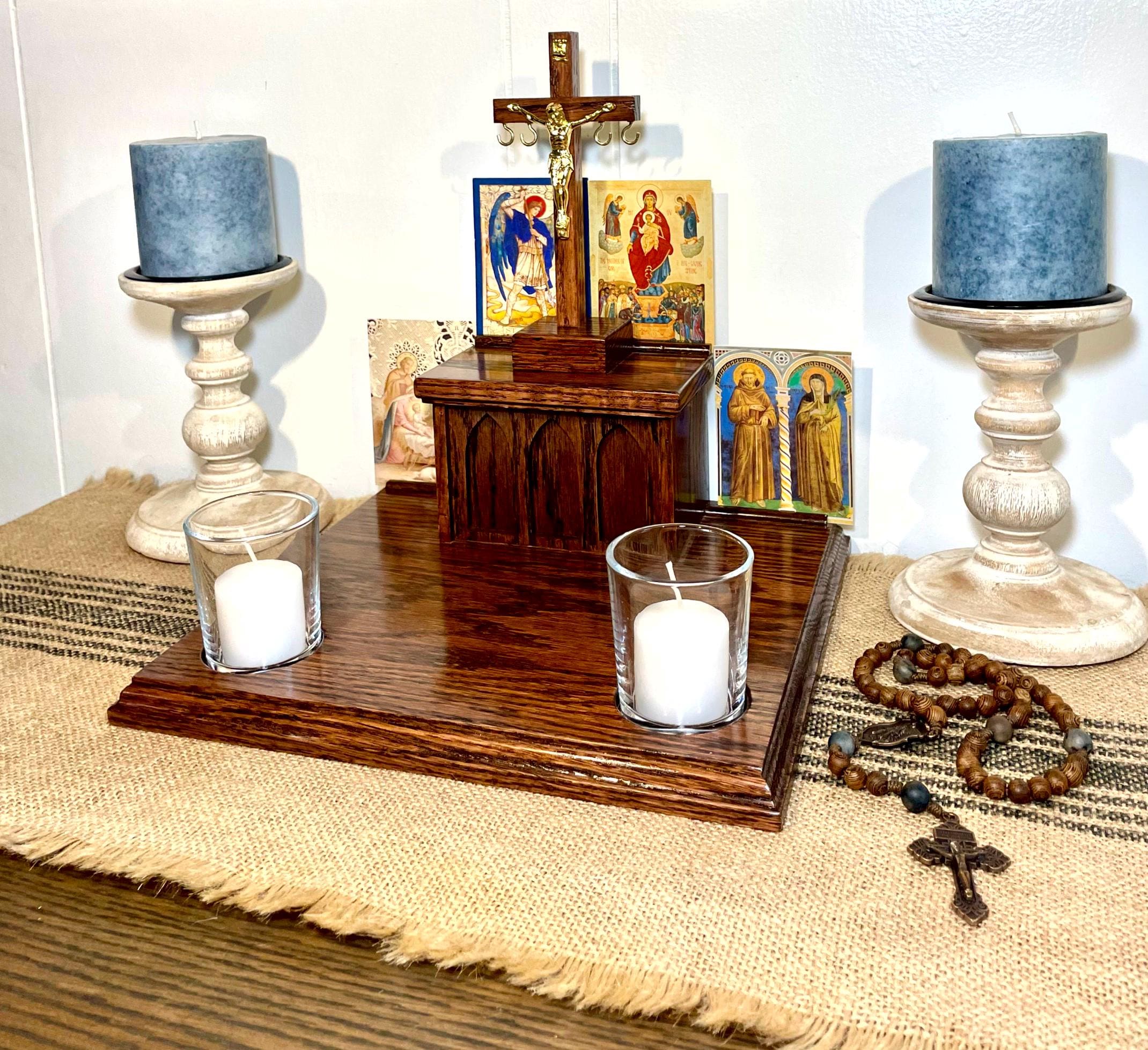 Hand-crafted Tabletop Catholic Altar With Crucifix & Medals - Etsy