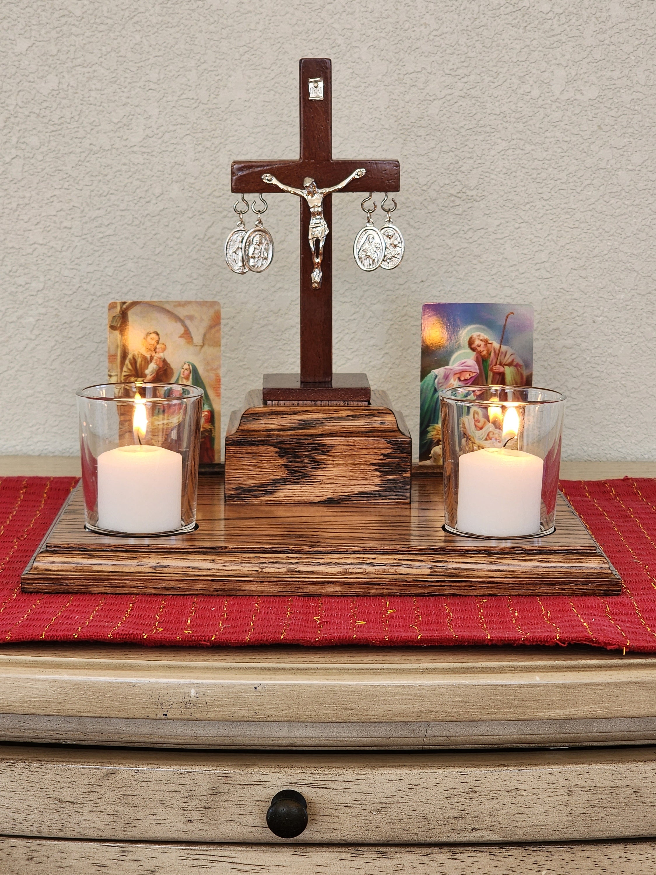 Hand-crafted Tabletop Catholic Altar With Crucifix & Medals - Etsy