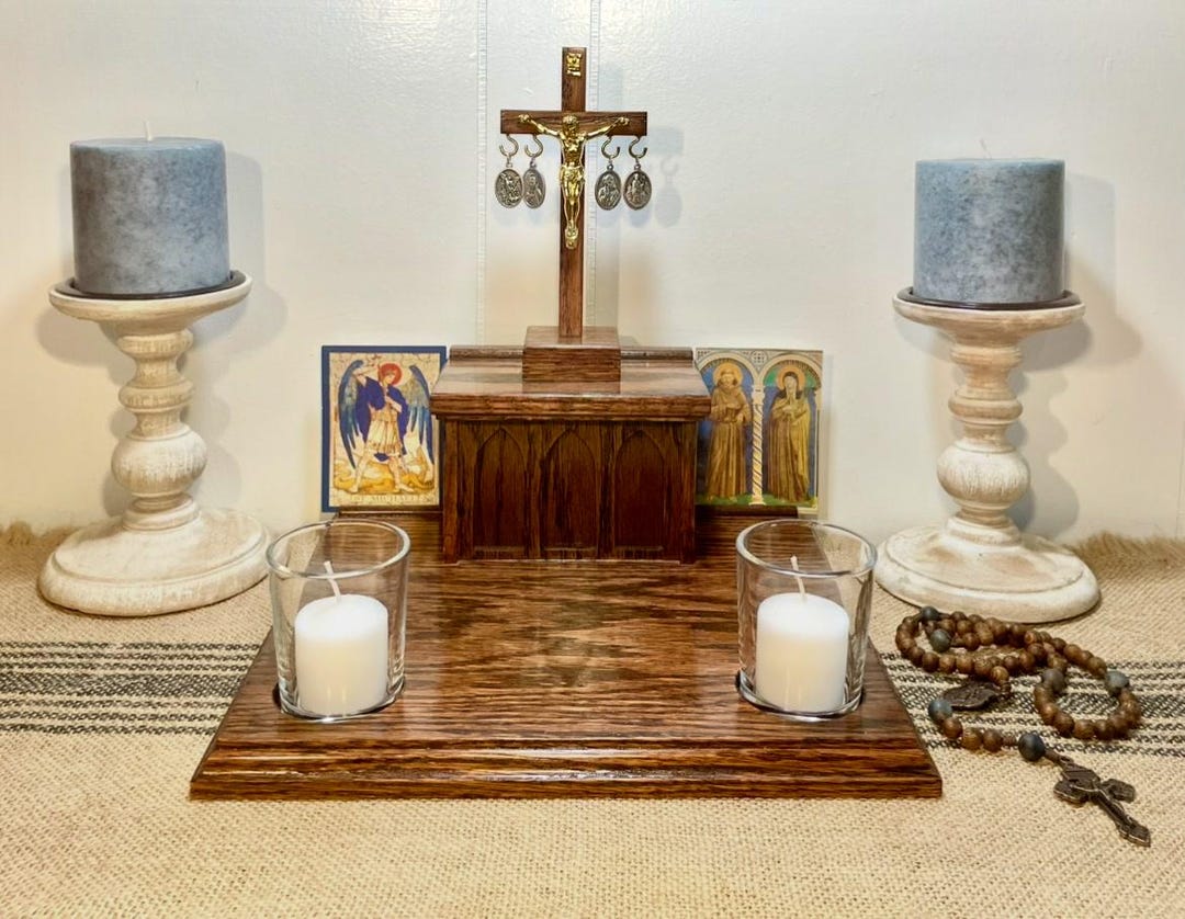 Hand-crafted Tabletop Catholic Altar With Crucifix & Medals - Etsy