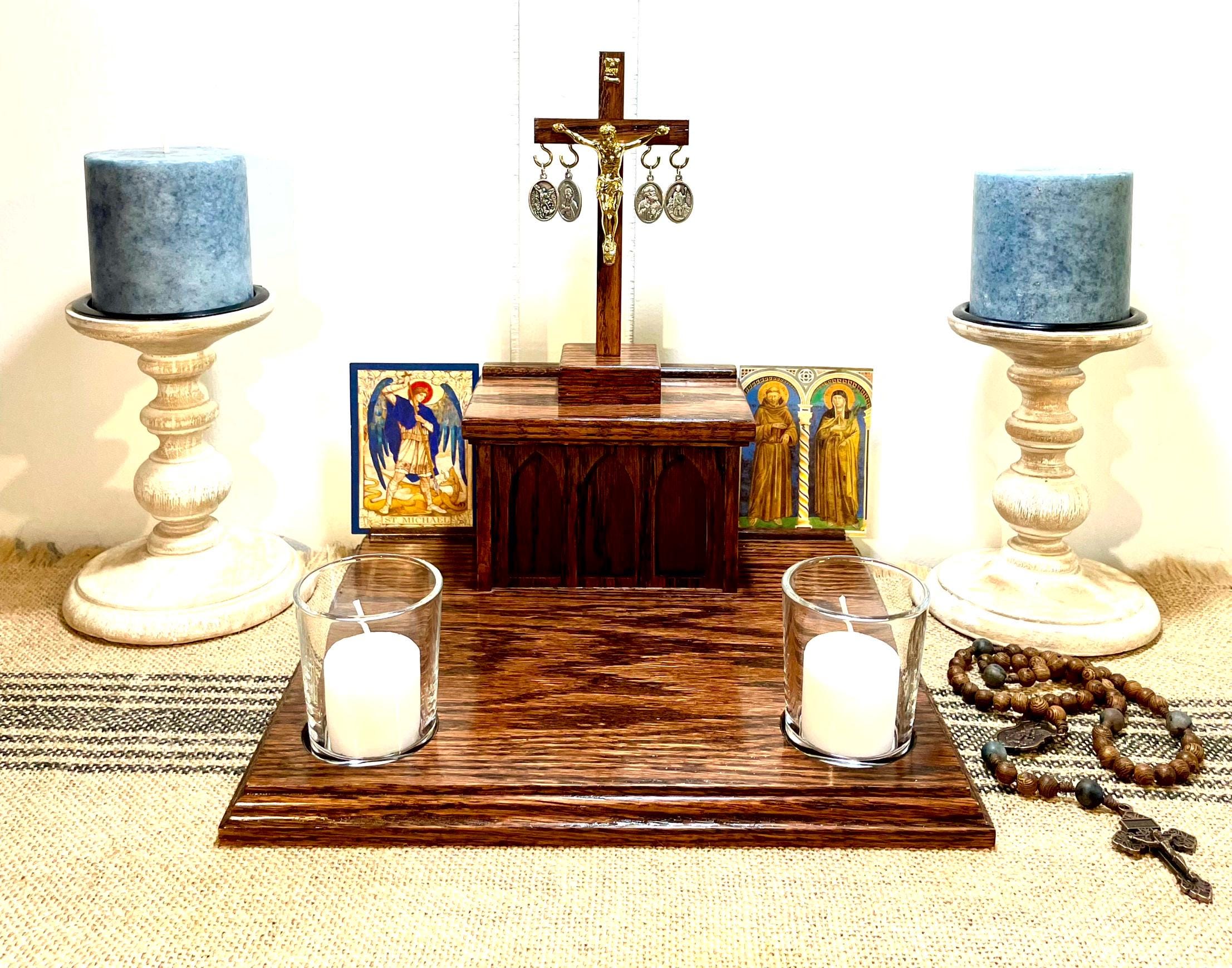 Hand-crafted Tabletop Catholic Altar With Crucifix & Medals - Etsy