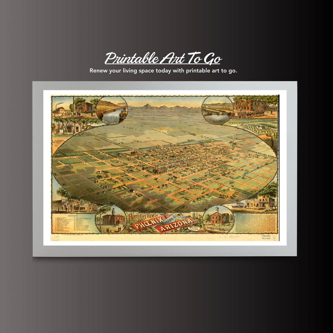Printable Antique Map of Phoenix, Arizona - 1885 (digital Download) - Etsy