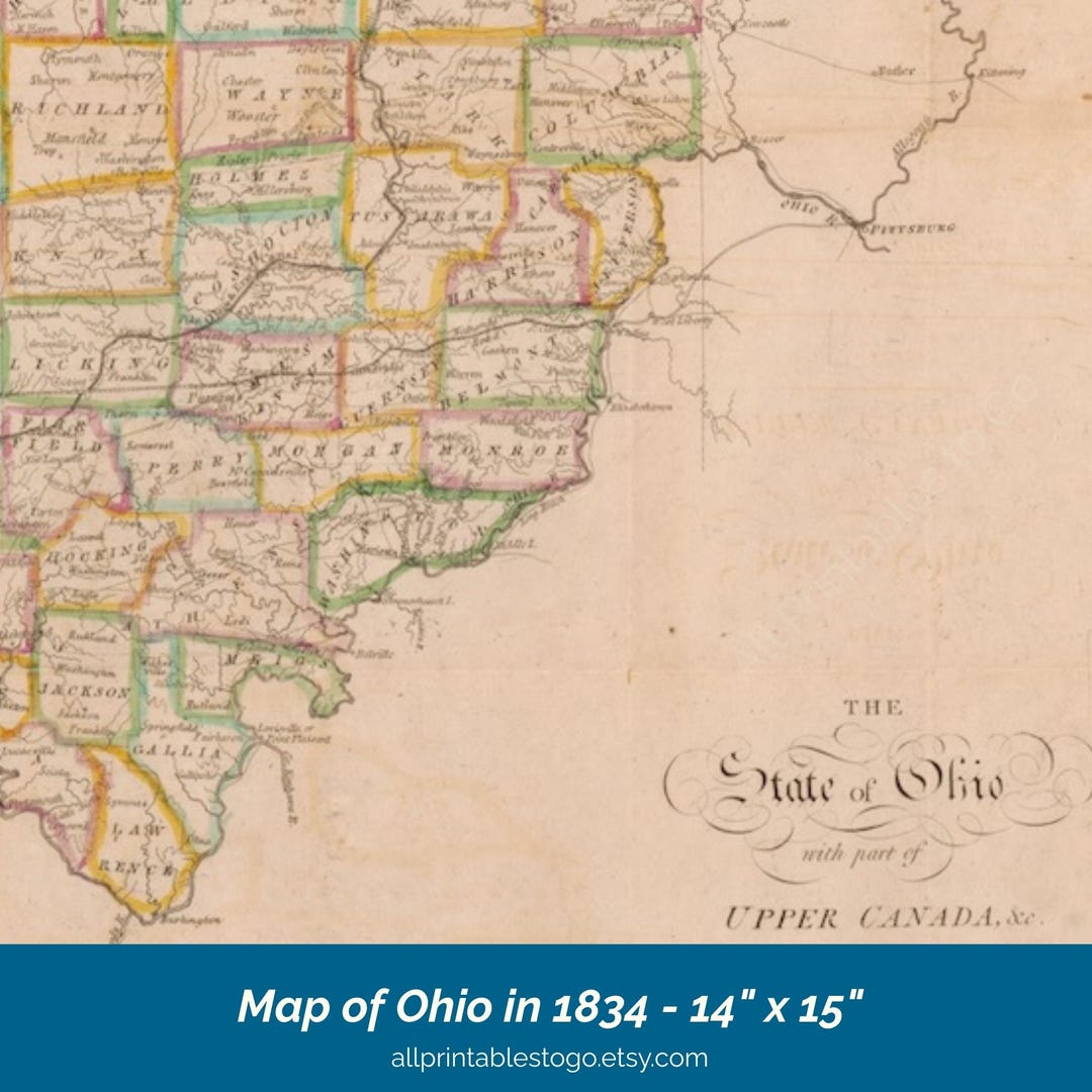 1834 Map of Ohio and Upper Canada - Etsy