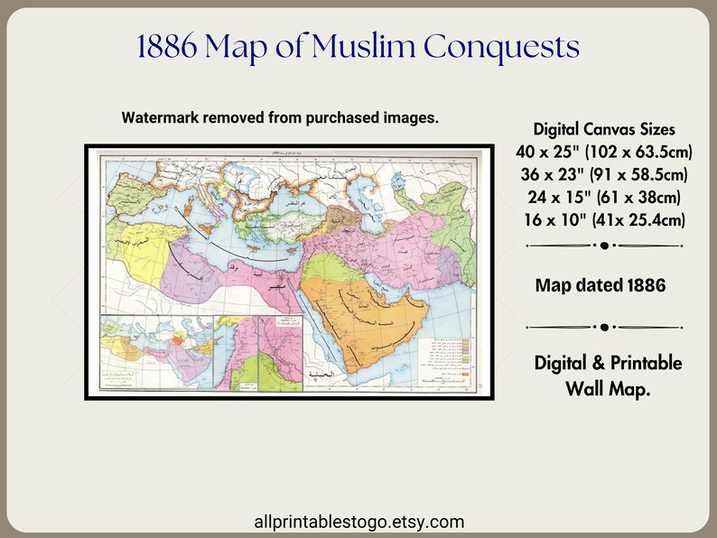 Muslim Conquests Map: 1886 History of Islam (digital Download) - Etsy