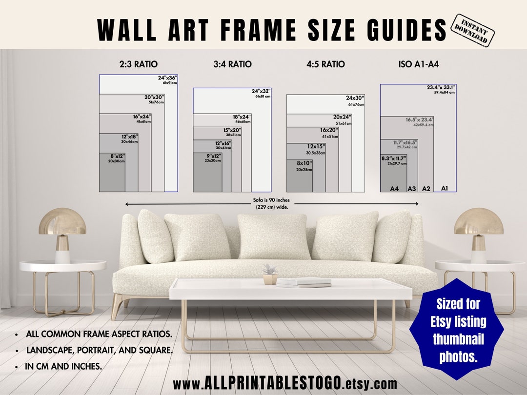 Wall Art Frame Size Guide: Etsy Seller Mockups (digital Download) - Etsy