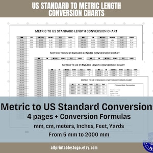 Metric Conversion Chart: US Standard Length Reference (PDF) - Etsy