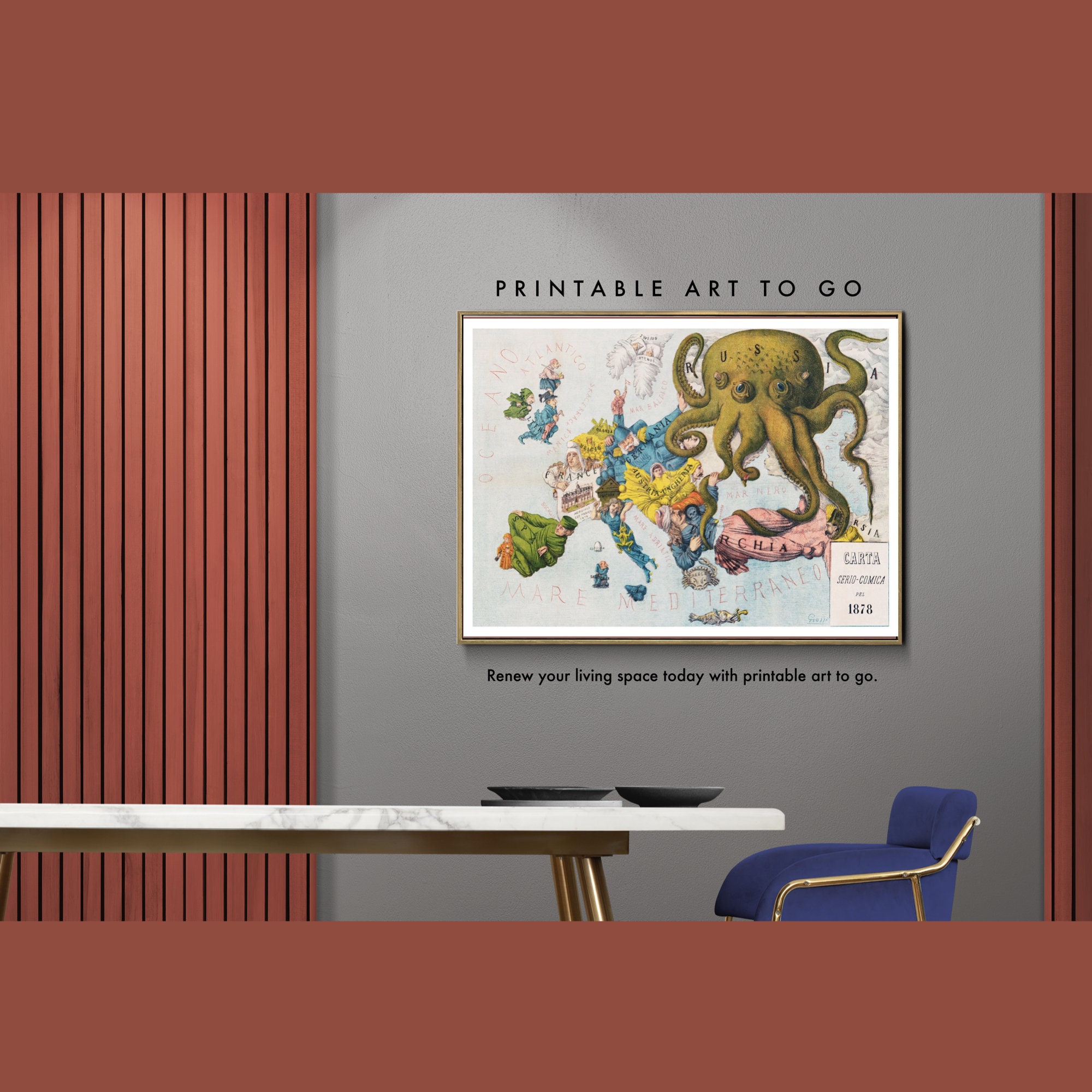 Satirical Map of Europe 1878: Vintage Office Wall Decor (printable ...