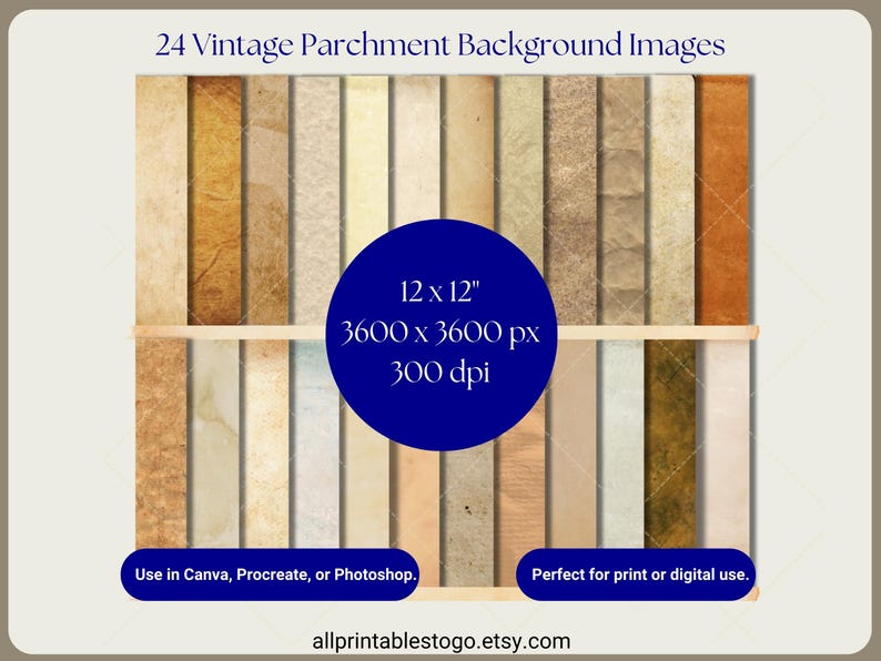 Vintage Parchment Paper Backgrounds - 24 Digital Aged Paper Textures ...
