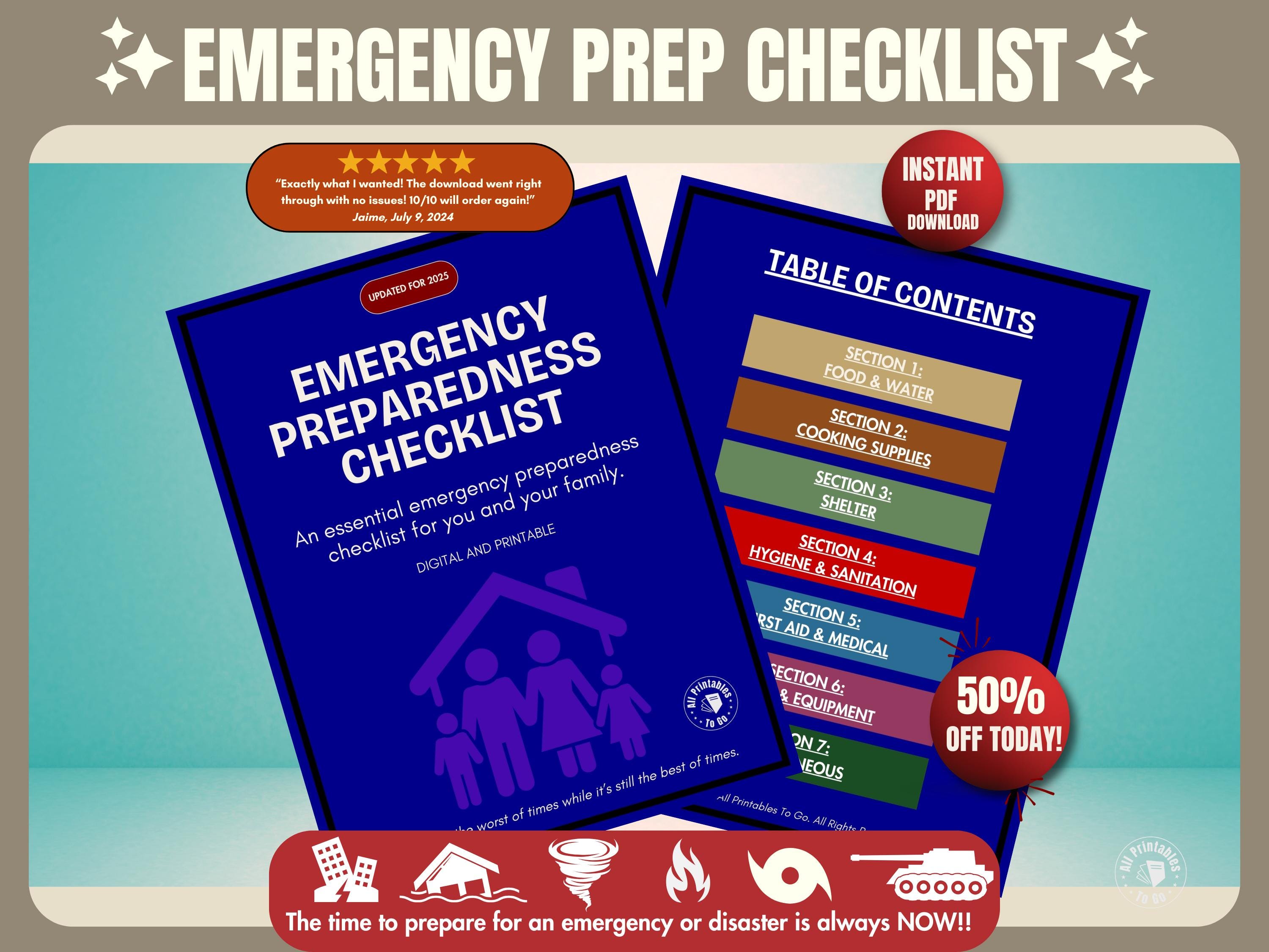 Emergency Preparedness Checklist PDF Emergency Survival Hurricane ...