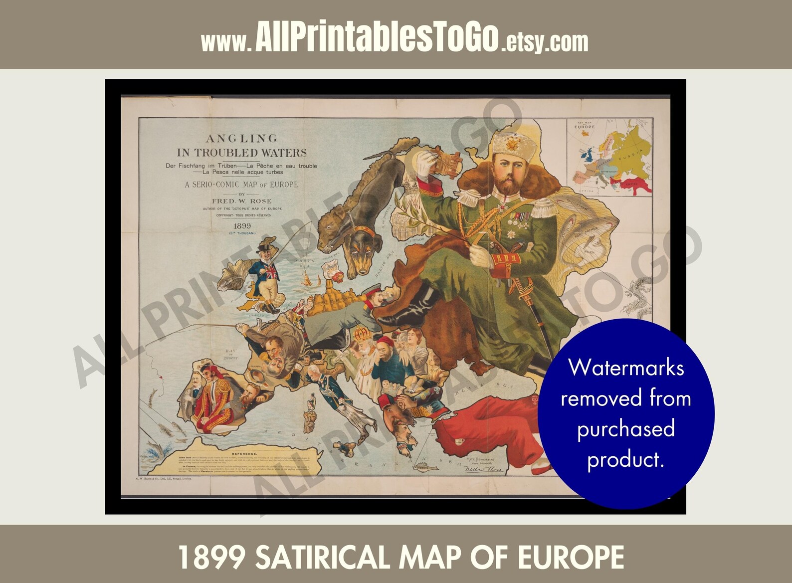 Printable Serio-comic Map of Europe From 1899, Historical Maps of ...