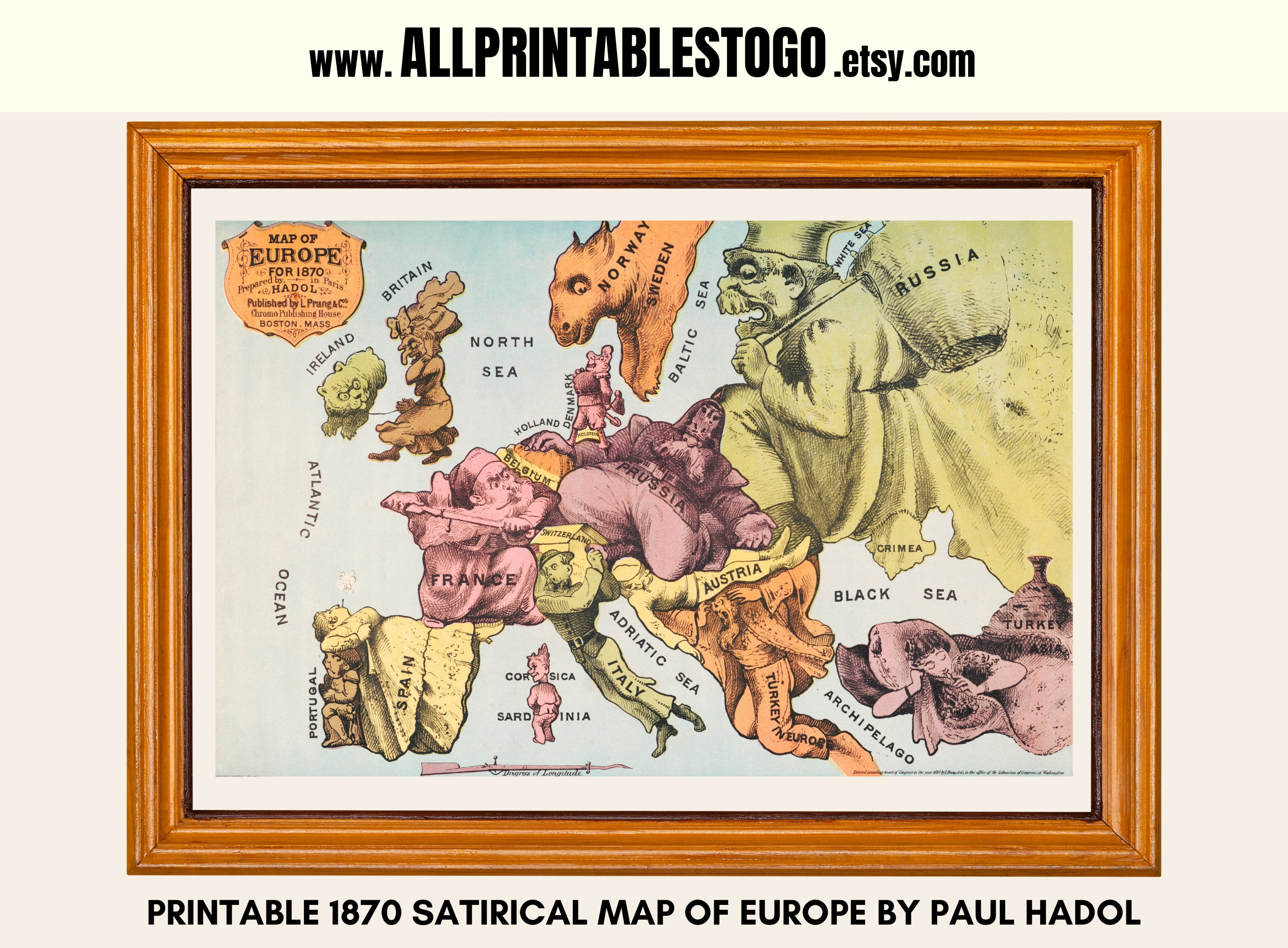 Printable Map of Europe From 1870 Satirical Europe Political Europe Map ...