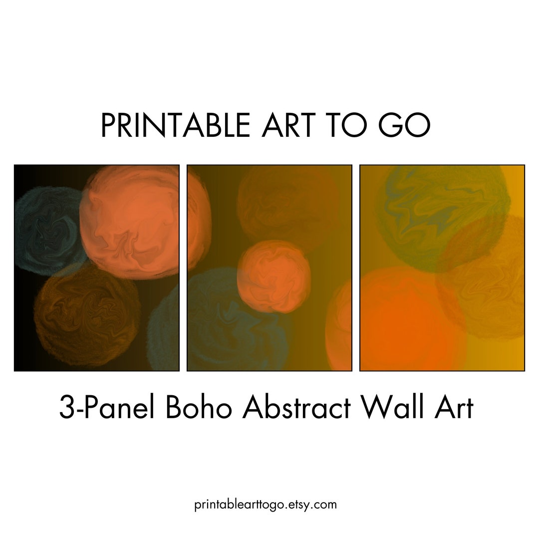 Printable 3-panel Abstract Wall Art | Triptych Wall Art | Printable 3 ...