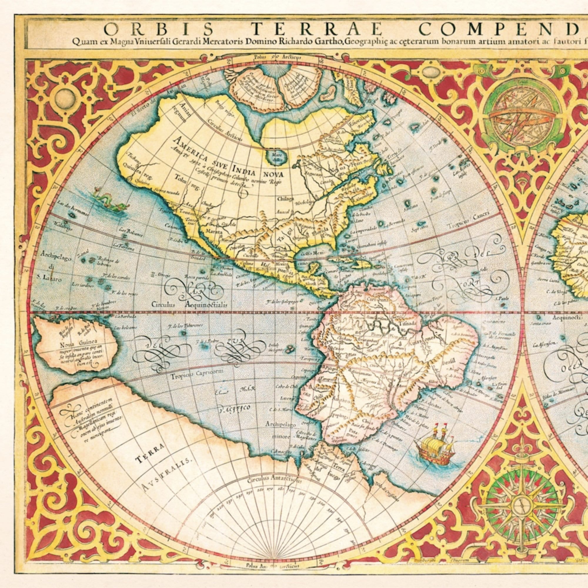 Printable 1587 World Map, Antique Map, Printable Old World Map ...