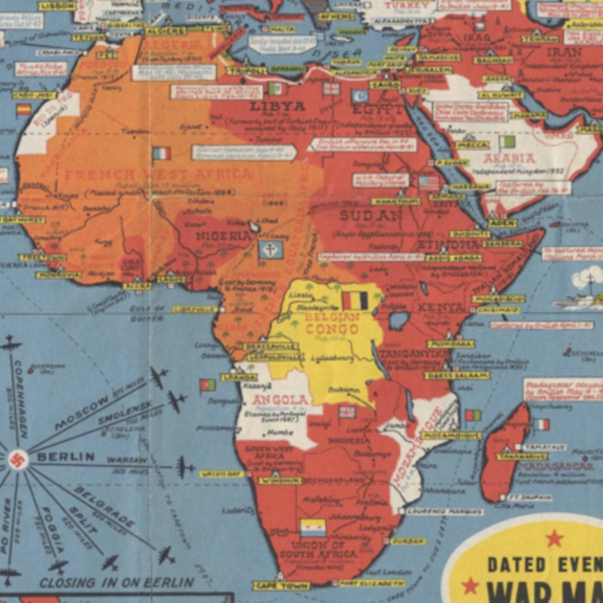 Printable World War II Map: Dated Events War Map 1944, Historical War ...