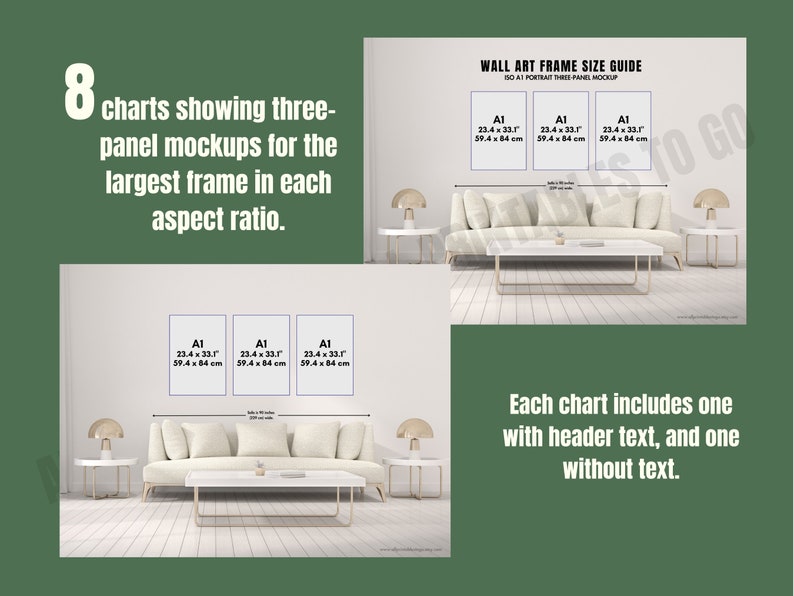 Frame Size Charts 42 Frame Mockups Horizontal, Vertical, Square Frames ...