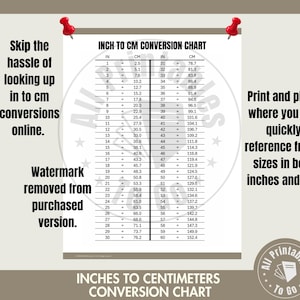 Inch to Centimeter Conversion Chart | Printable Measurement Table PDF ...