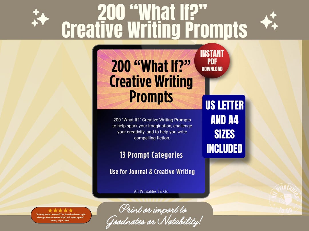Printable Creative "what If?" Writing Prompts, PDF Ebook, Journal ...