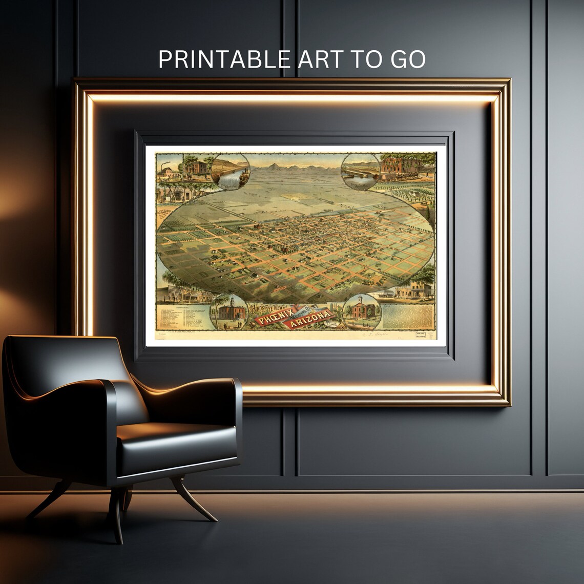 Printable 1885 Map of Phoenix Printable Wall Map Instant Download to Print and Frame Historical ...