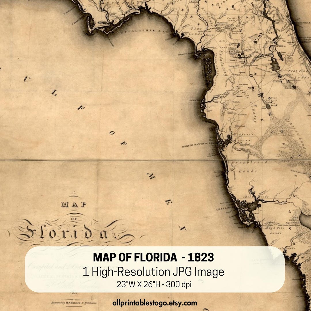 1823 Map of Florida: Historical Southern US Print (digital Download) - Etsy