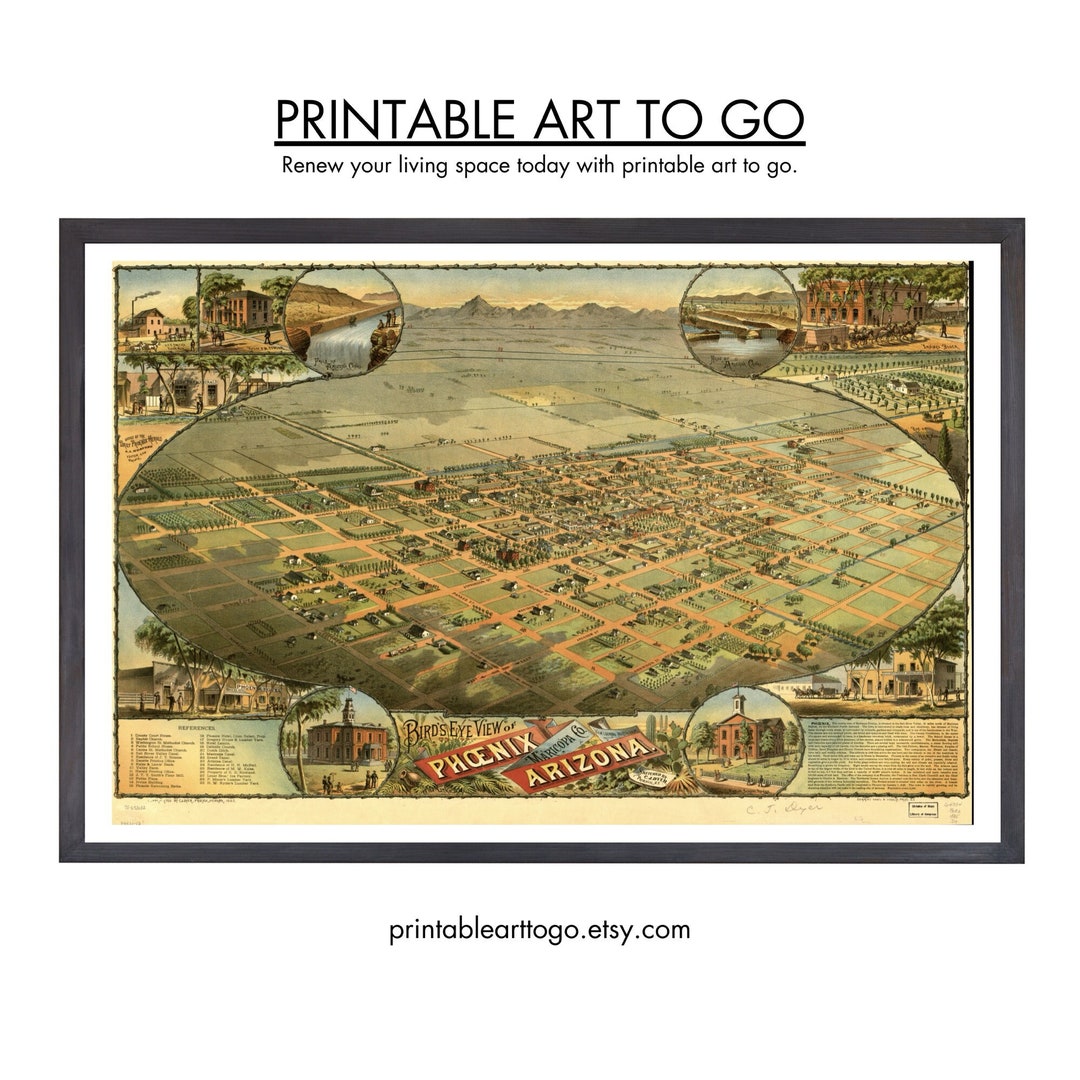 Printable 1885 Map of Phoenix | Printable Wall Map | Instant Download ...