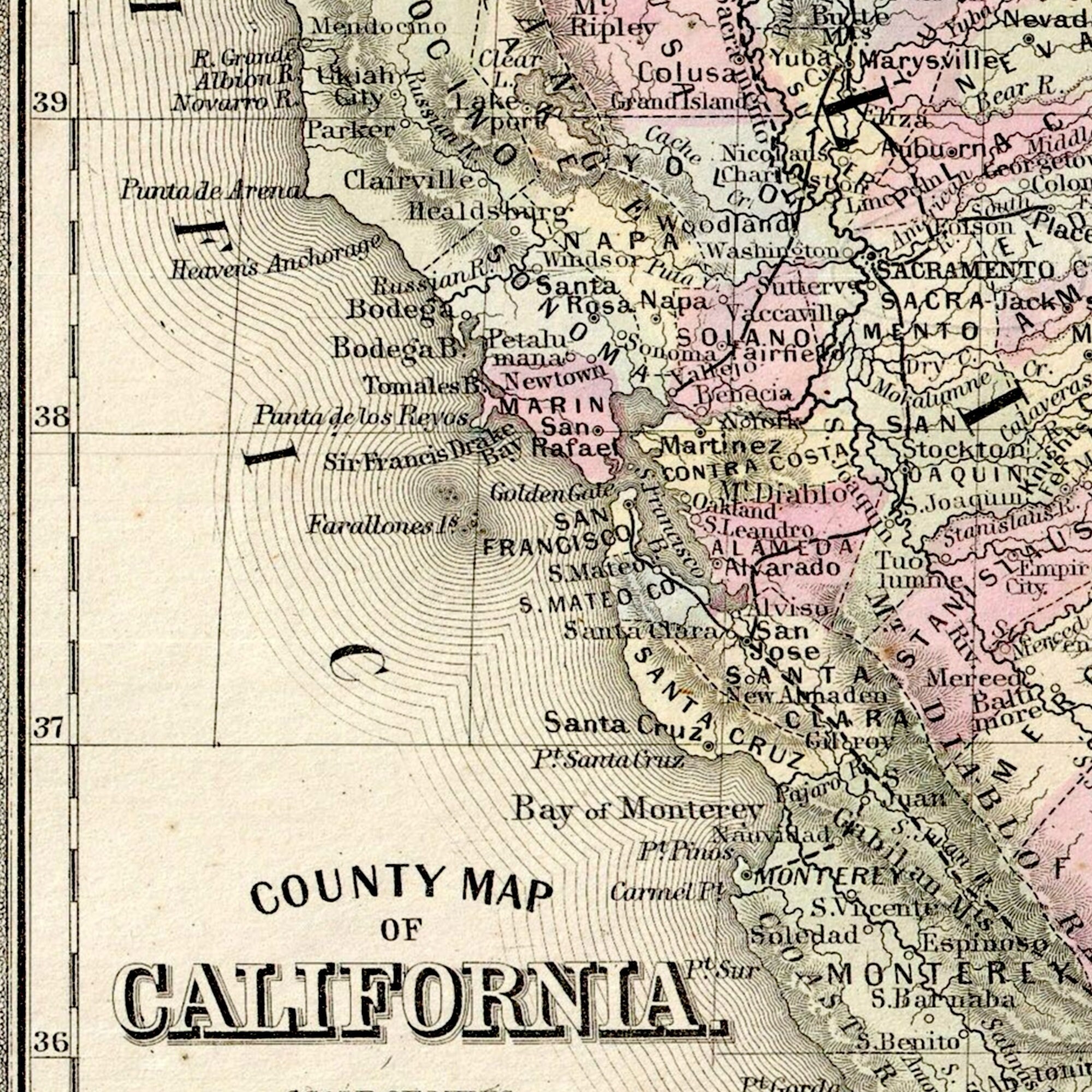 Printable 1866 County Maps of California and Great Salt Lake County ...