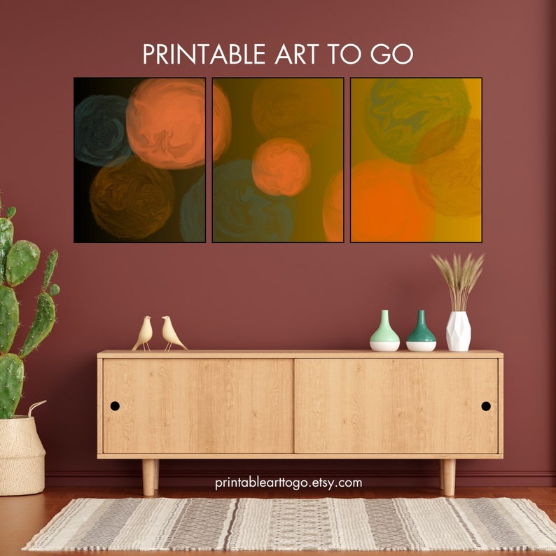 Printable 3-panel Abstract Wall Art Triptych Wall Art Printable 3 Piece ...
