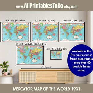 Printable Mercator Map of the World Ca. 1931; Downloadable Wall Map ...