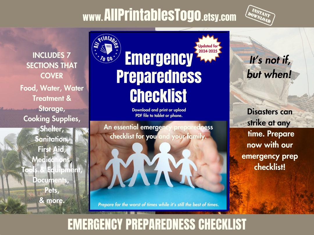 Emergency Preparedness Checklist PDF: Family Disaster Guide (digital ...