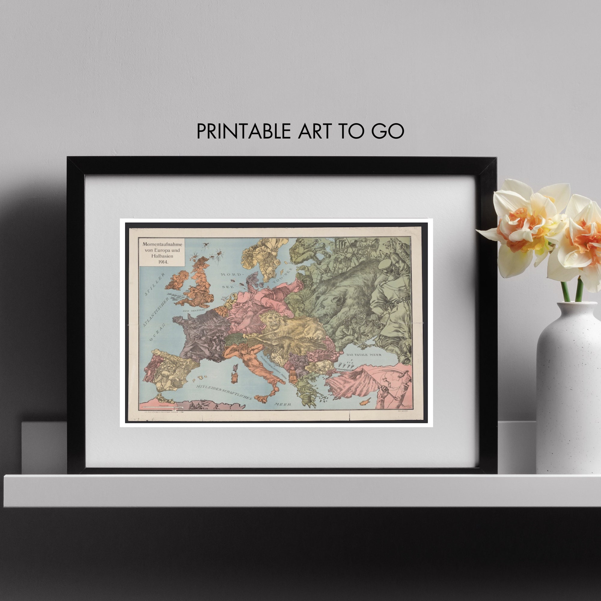 Printable 1914 Map of Europe and Eurasia World War I Europe Political ...