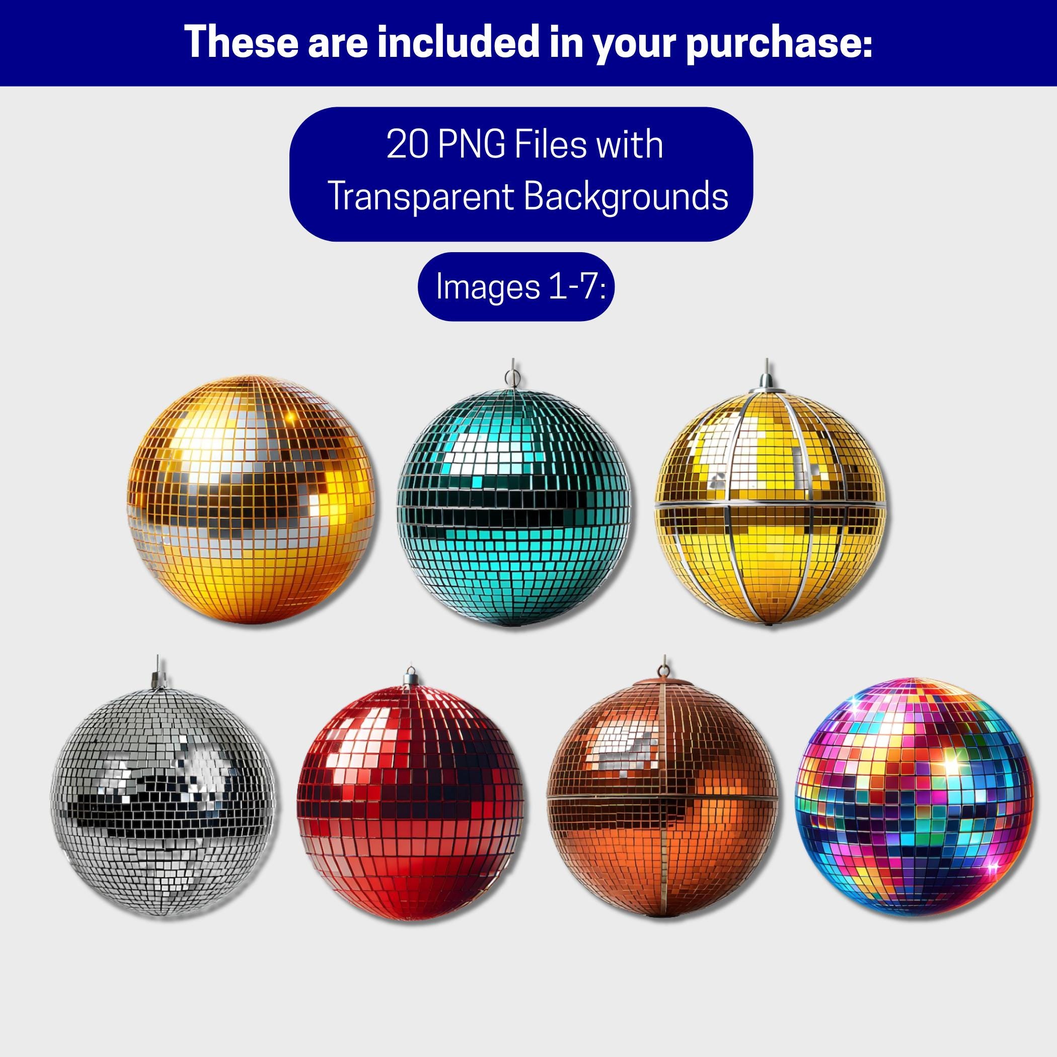 Retro Disco Ball Clip Art: PNG Bundle, Party Graphics (digital Download ...