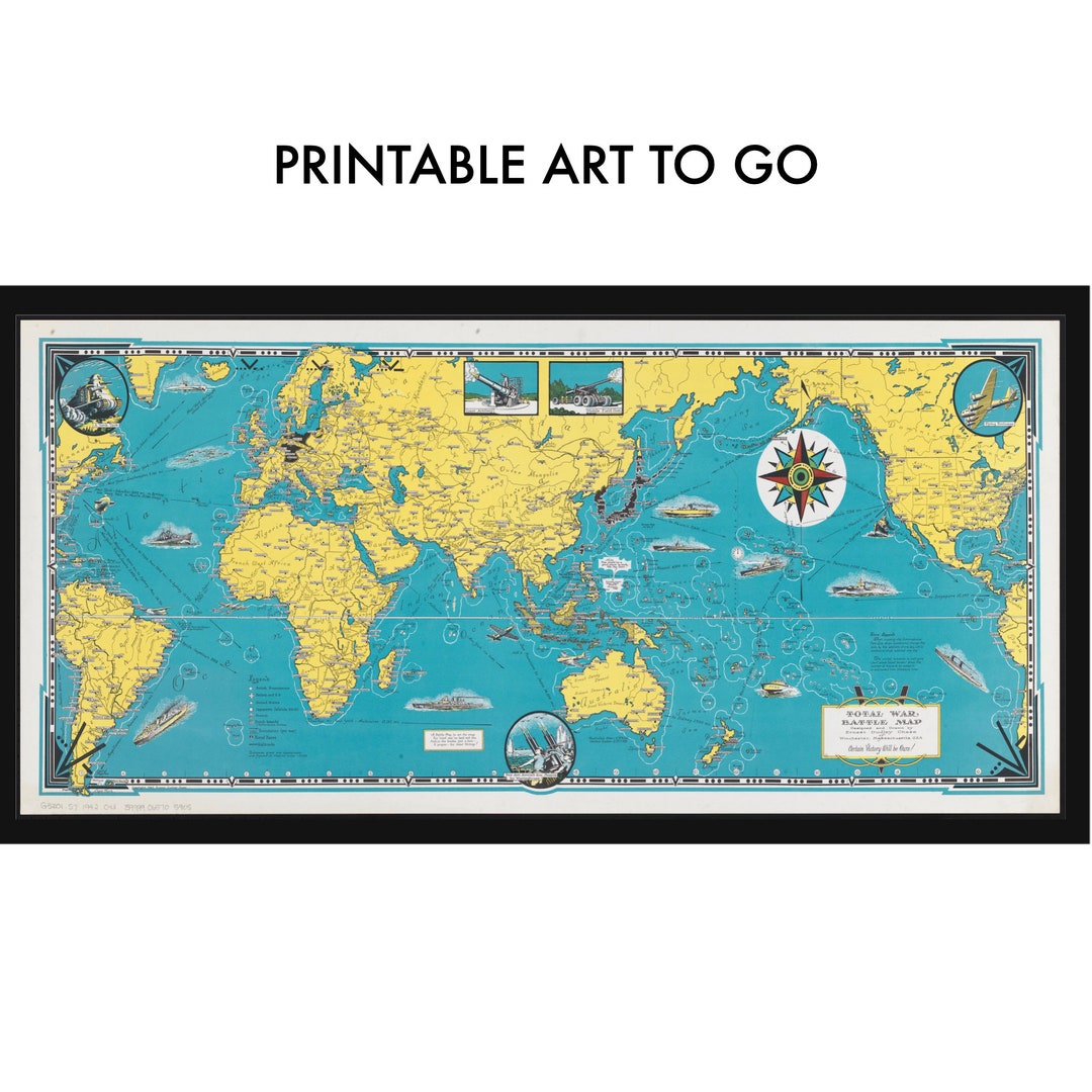 Printable World Map of World War II 1942 Total War Battle - Etsy Australia