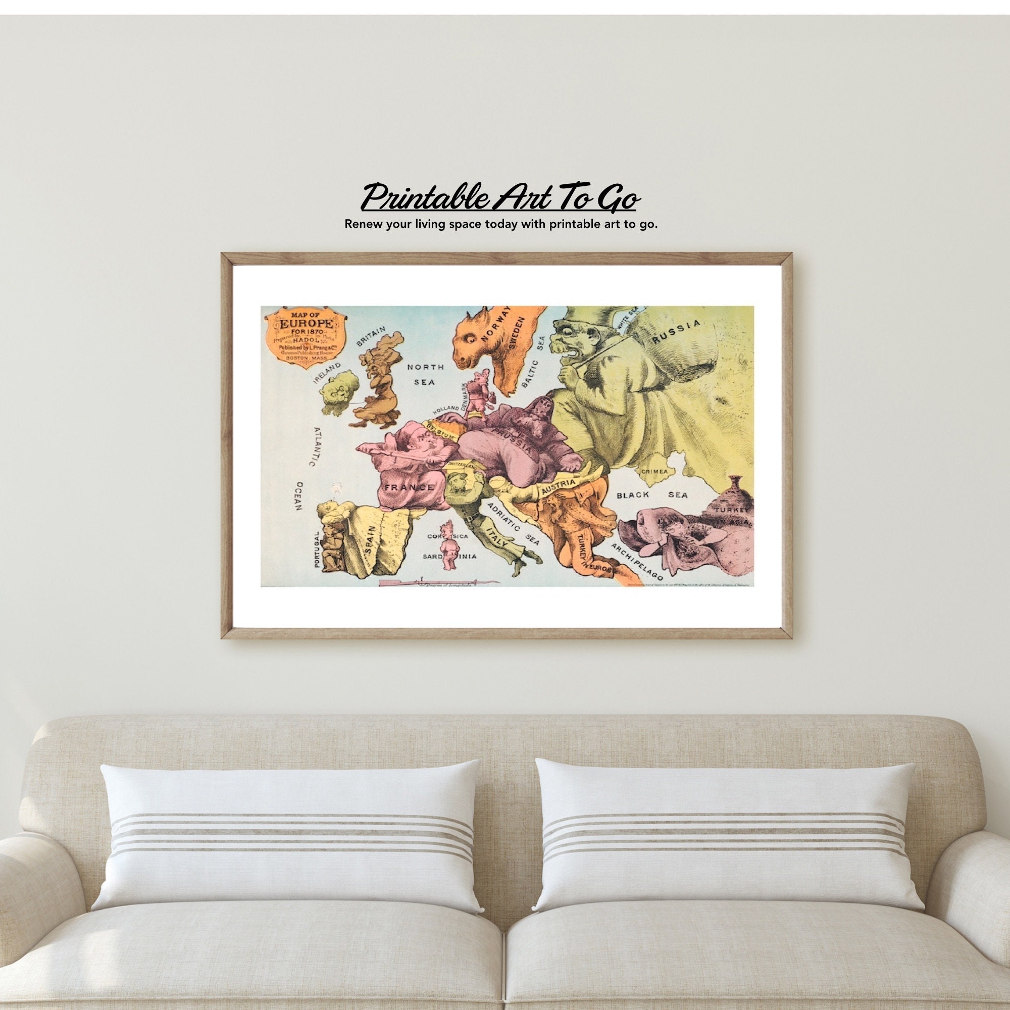 1870 Satirical Map of Europe by Paul Hadol: Old World Art (digital ...