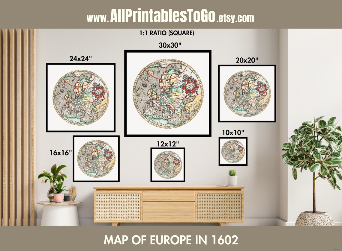Printable Map of Europe From 1602, Antique Maps of Europe, European ...