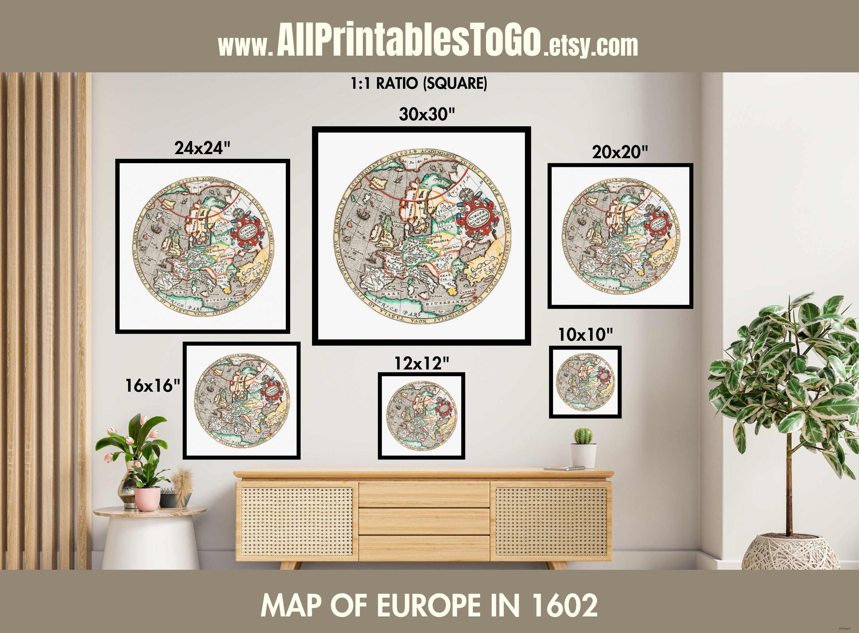 Printable Map of Europe From 1602, Antique Maps of Europe, European ...