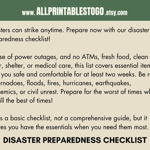 Disaster Preparedness Checklist PDF – Emergency Survival Plan for Home ...