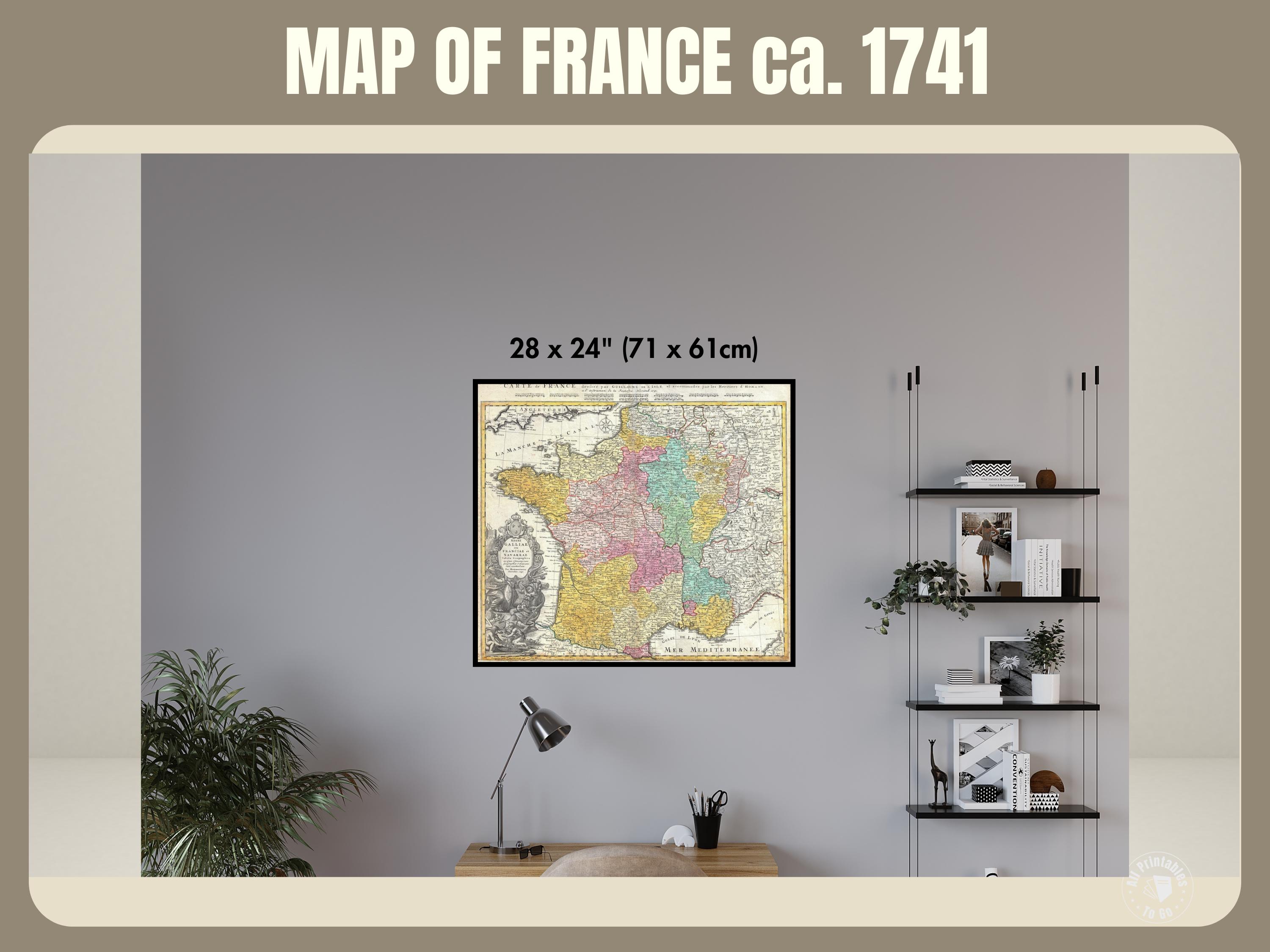Vintage Map of France 1741: Historical Wall Art (digital Download) - Etsy