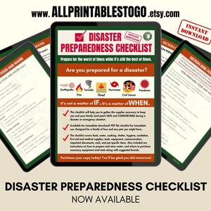 Disaster Preparedness Checklist PDF – Emergency Survival Plan for Home ...
