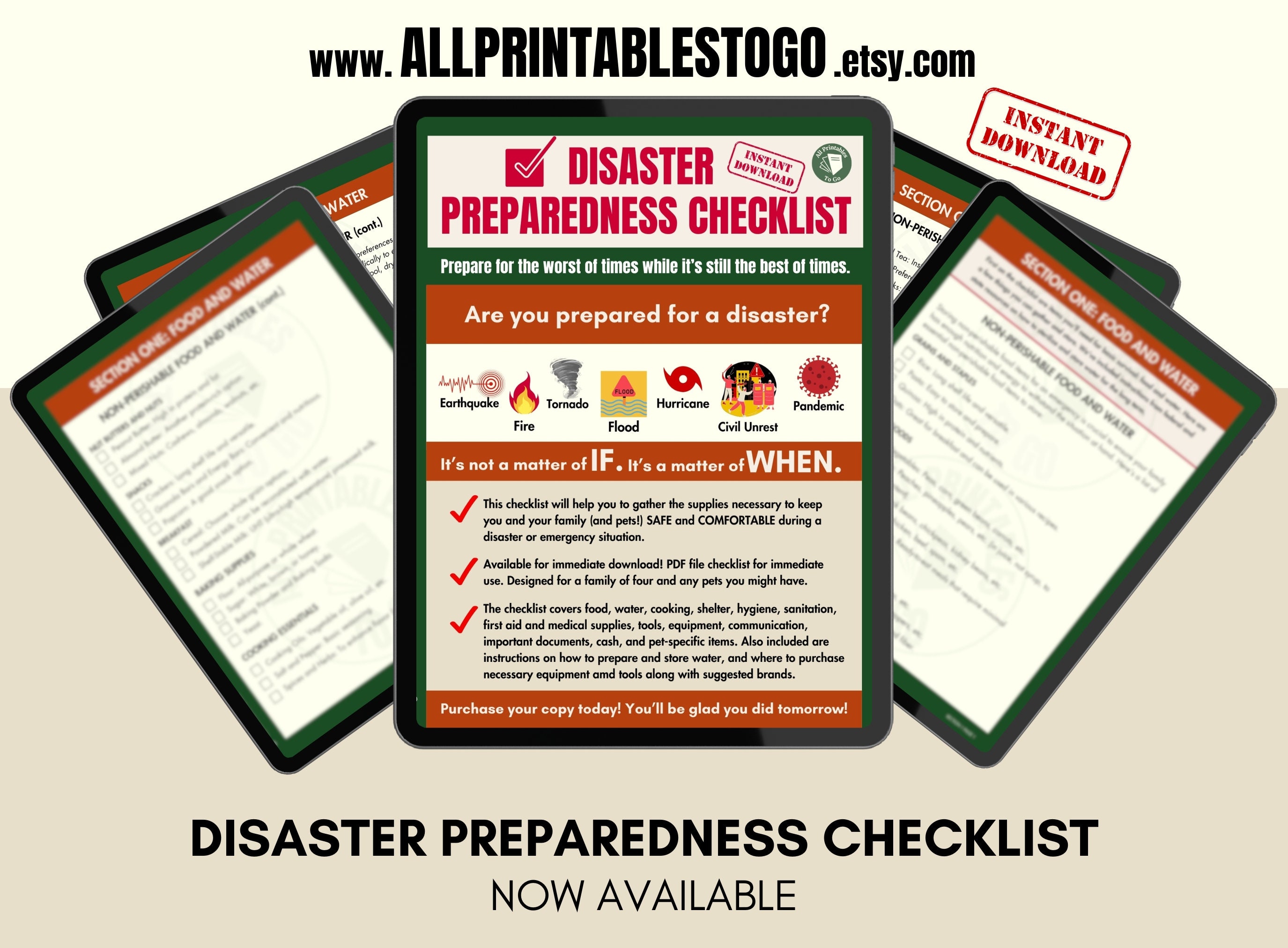Disaster Preparedness Checklist PDF – Emergency Survival Plan for Home ...