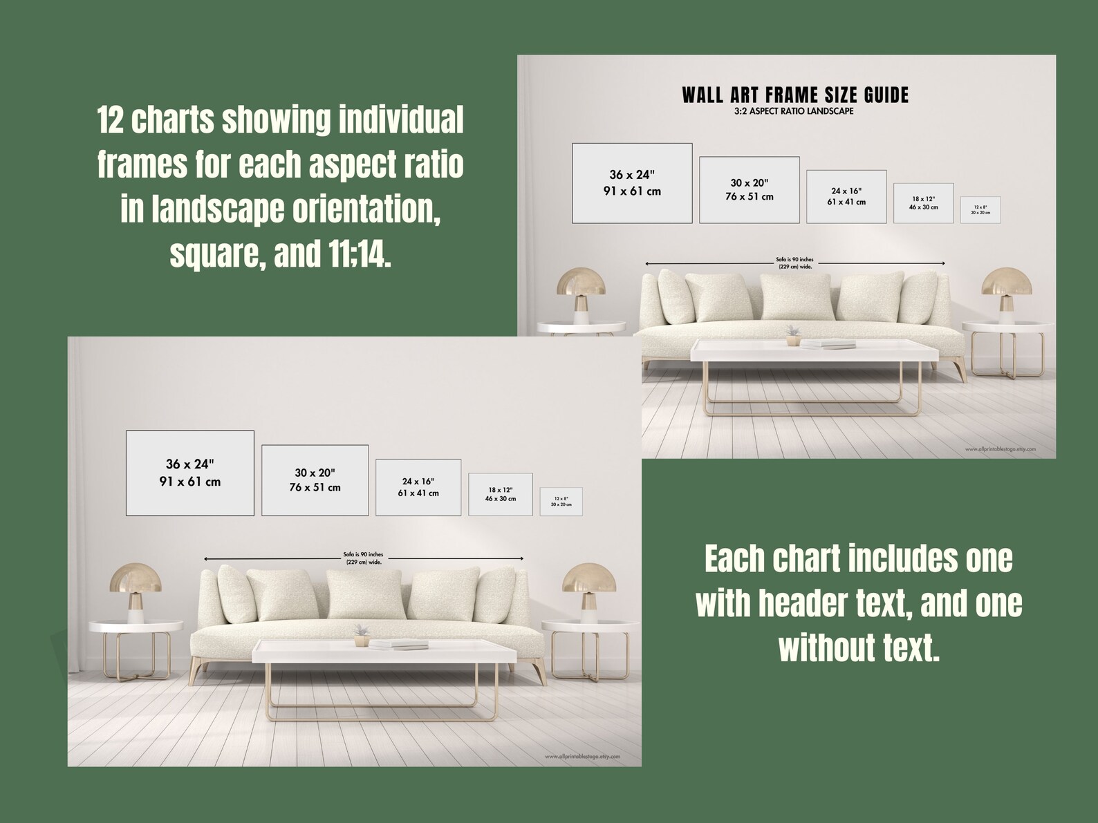 Wall Art Frame Size Guides, Wall Display Guide, Poster Size Guide ...