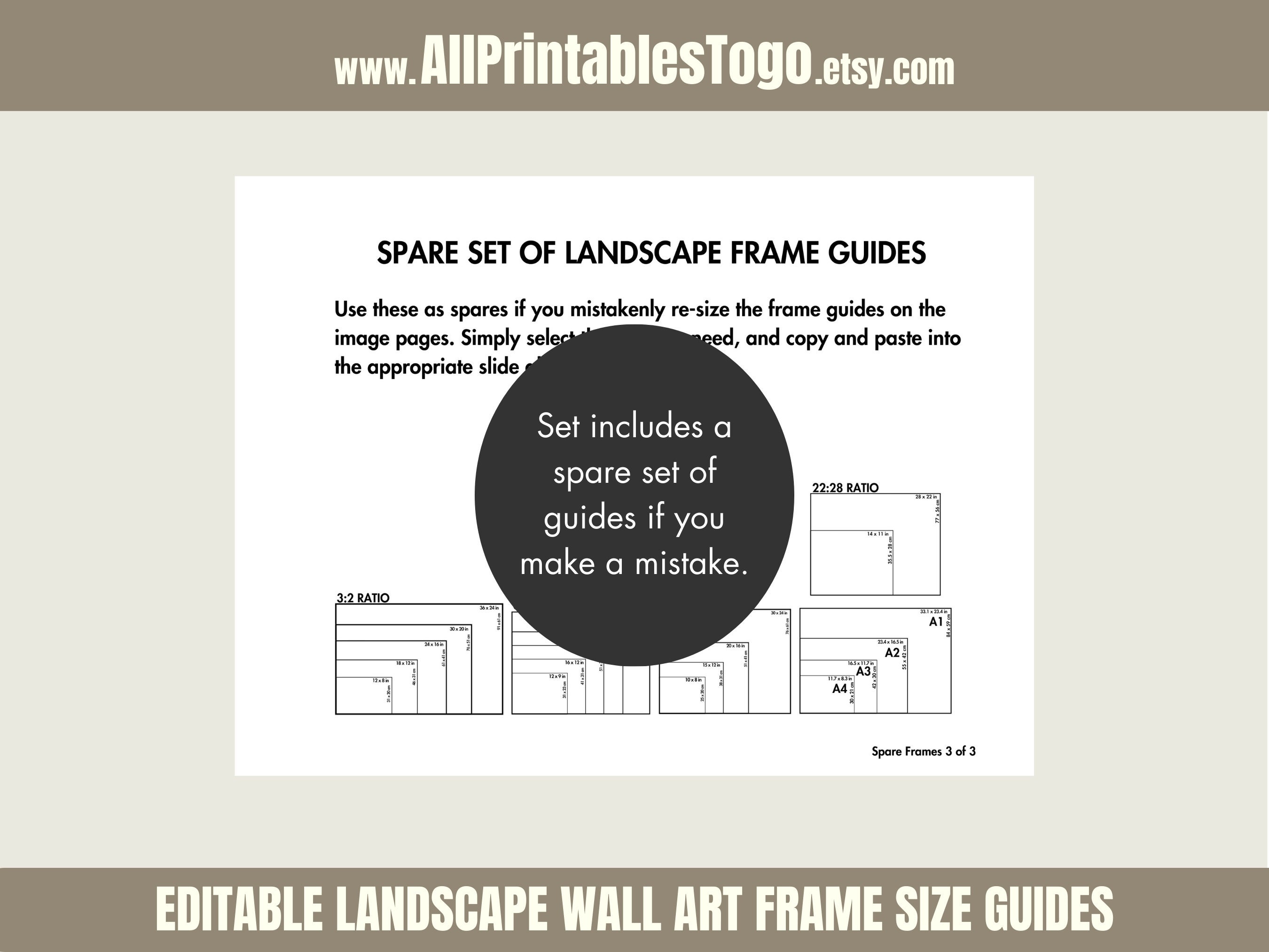 Editable Horizontal Wall Art Size Guides, Frame Size Guides, Print Size ...