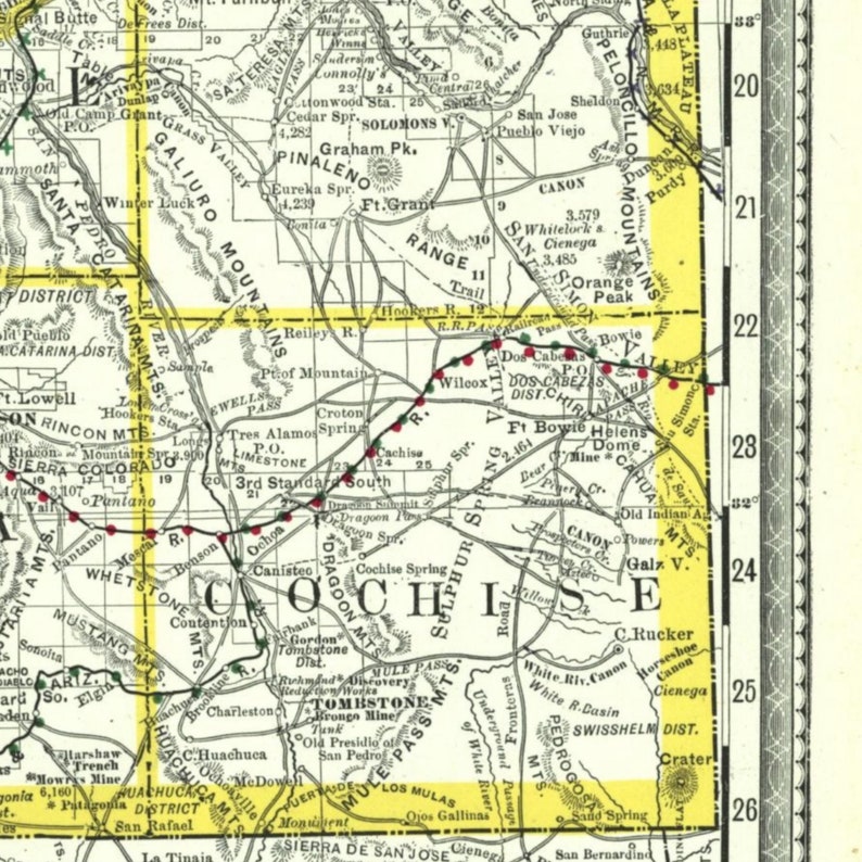 Printable 1889 Arizona Territory Map, Historical Wall Map Decor - Etsy